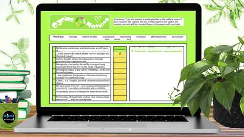 Cycles in Nature Self Checking Worksheet with 4 versions by Just Add H2O
