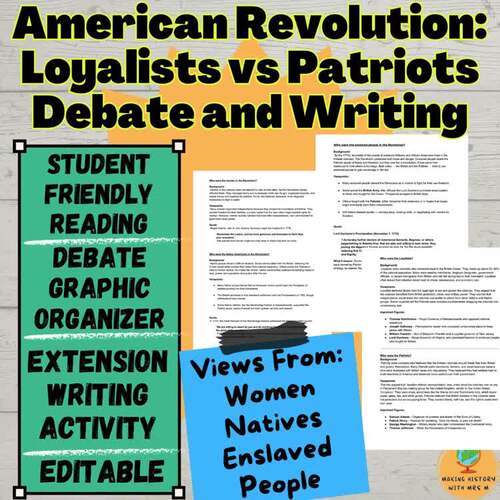 American Revolution Loyalists and Patriots - Debate and Argumentative ...
