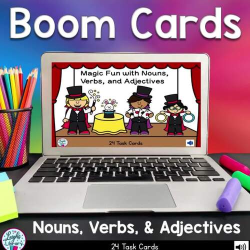 Boom Cards™ Magic Fun with Nouns Verbs and Adjectives - Parts of Speech ...