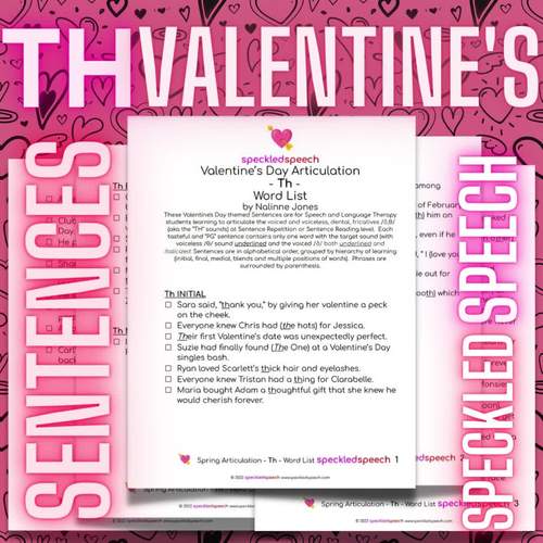 Valentine's Day Speech Therapy Articulation - Th /ð,θ/ - Sentences