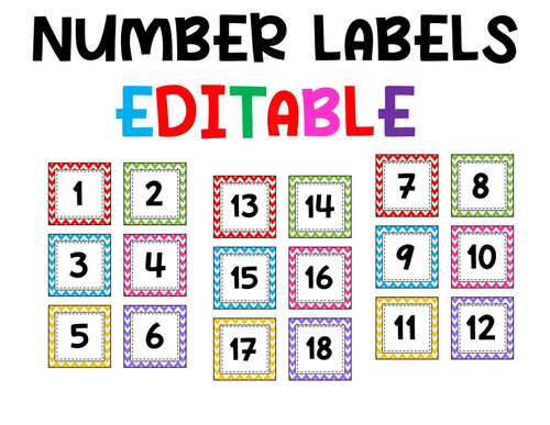 Printable Colorful Chevron Number Labels, Classroom Calendar Labels ...