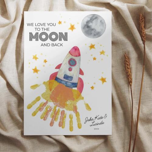 Fathers Day Handprint Craft, Editable Love You to the Moon Dad Gift ...