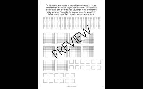 Place Value Pizza - Standard, Expanded and Base-Ten Block Practice