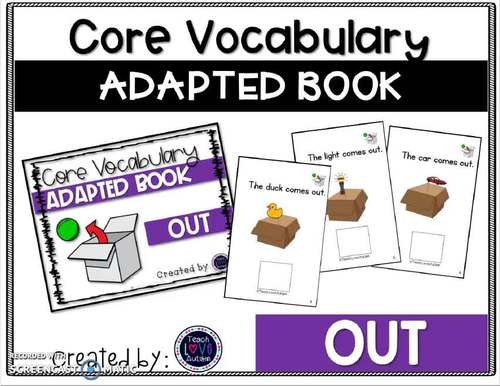 Core Vocabulary Adapted Book: OUT by Teach Love Autism | TPT