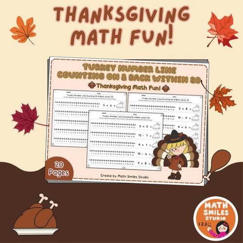 Turkey Number Line Counting On & Back within 20 | Thanksgiving Math Fun ...