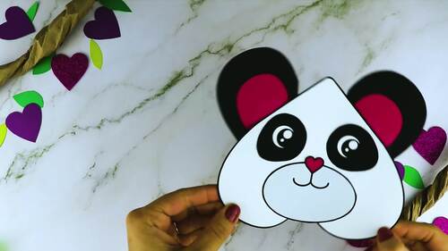 Heart Panda Cut and Paste Craft by Simple Mom Project | TPT
