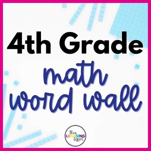 4th Grade Math Vocabulary Word Wall Printable Cards and Digital Google ...