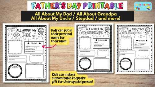 Father's Day Printable-All About My Dad, Grandpa, Stepdad, Uncle ...