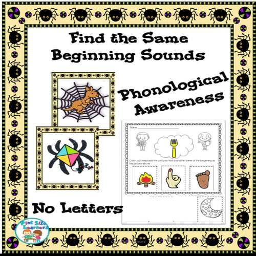 Phonological Awareness Beginning Sounds Center Activity and Worksheets PK K
