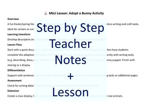 Adopt a Bunny Easter Activities Peep Project 1st 2nd 3rd Grade Worksheets