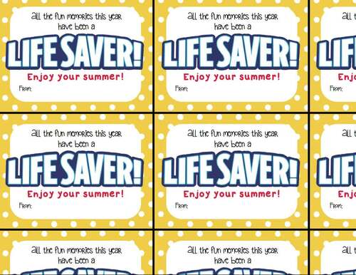 Lifesavers End of Year Gift Tag- All the fun memories this year have ...