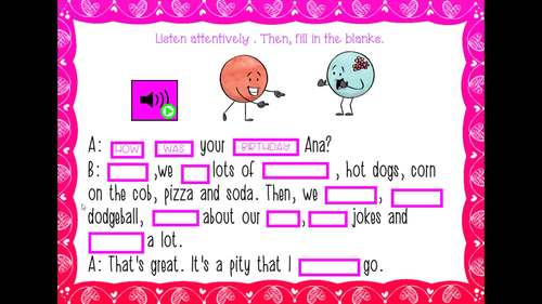 Simple Past | Listening Comprehension | Fill in The Blanks | BOOM CARDS