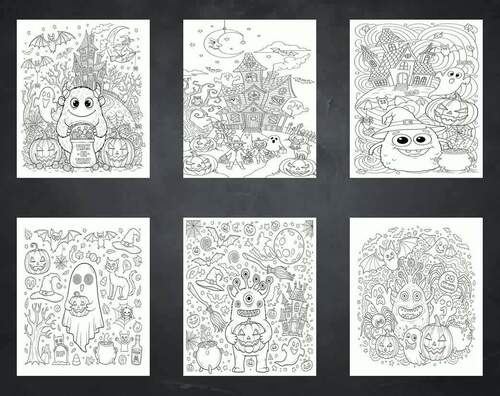 Doodle Horror Halloween Coloring Pages | Spooky Fun Art Activities