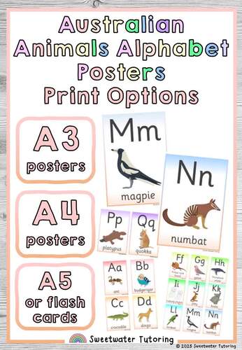 Dollar Deal | Australian Animals Alphabet Letter Posters | Sassoon ...