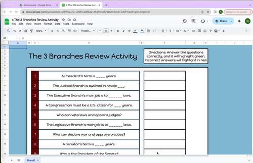 The 3 Branches Online Review Game by Coach S History Hub | TPT