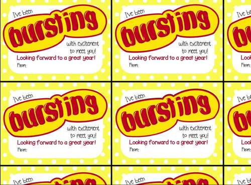 Starburst Beginning of Year Gift Tag- I've been bursting with excitement