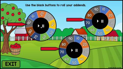 Fall Adding 3 Multiples of 10 Spinners for Power Point™ by Math With Ms ...