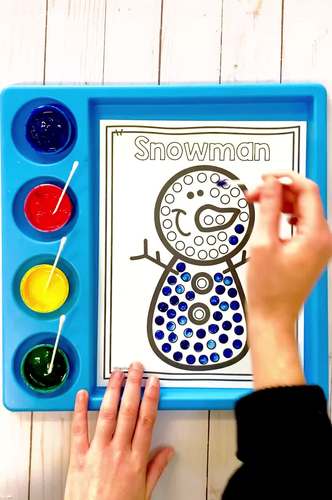 Winter Crafts Q Tip Painting Fine Motor Activity by Preschool Packets