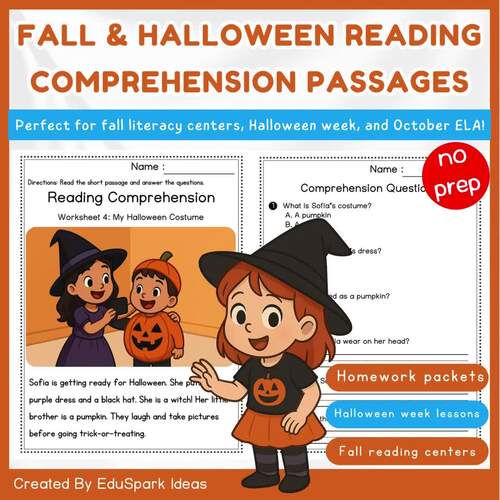 Fall & Halloween Reading Comprehension Passages | October | 1st and 2nd ...