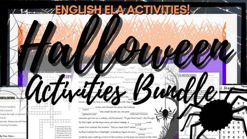Middle School English ELA Fun Halloween Activities & Games | BUNDLE of 4