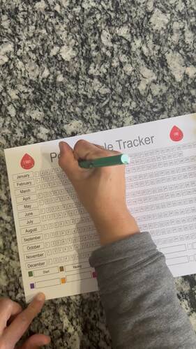 Period cycle tracker Special need Teen Monthly homeschool teacher therapy