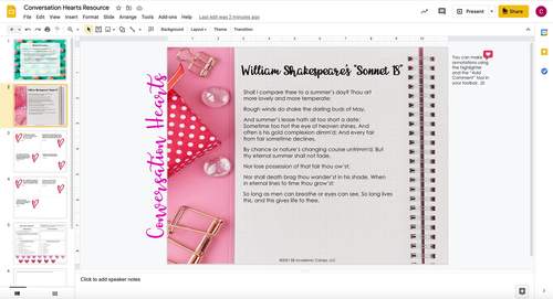 Shakespeare's "Sonnet 18" Writing Activity Valentine's Day DIGITAL and ...