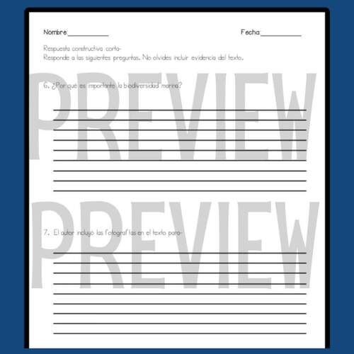 Spanish Reading Comprehension- New Items Type- Texto Informativo