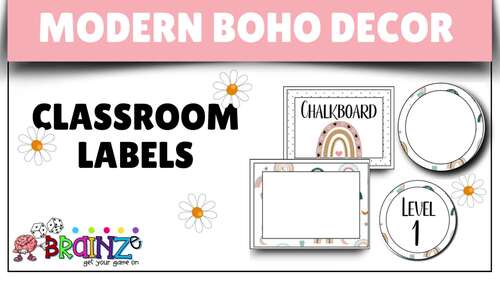 Modern BOHO RAINBOW Classroom Labels Bundle | Editable Neutral Rainbow ...