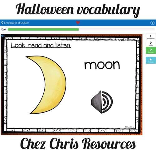 Halloween Vocabulary with Boom™ Cards: Look, Listen and Read ! Deck 1