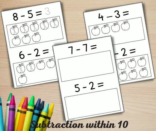 Subtraction Within 20 With Pictures Differentiated - Crossing Out ...