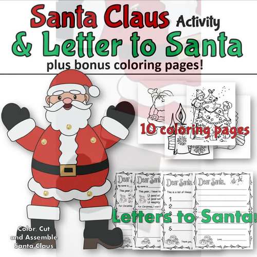 Letter to Santa and Santa Activity Christmas Coloring Pages | TPT