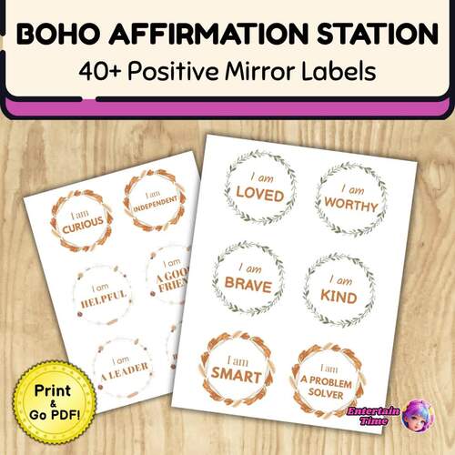 Boho Affirmation Station Editable | Classroom Decor Positive Mirror Labels