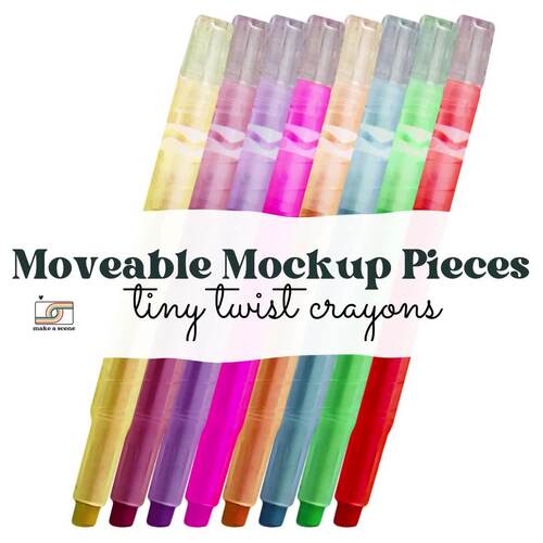 Tiny Twist Crayons Mockup Movable Elements PNG files with Transparent ...