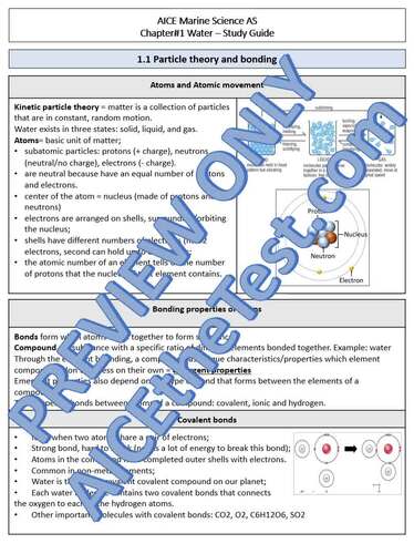 Study Guide Ch#1 Water AICE Marine Science AS by AICE the Test | TPT
