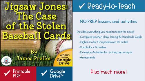 Jigsaw Jones and the Case of the Stolen Baseball Cards Novel Study Book ...