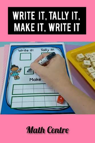 'Write it, Tally it, Add it, Make it' Math Center by Nomadic Bee
