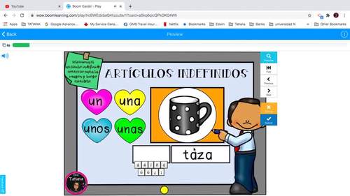 Spanish Boom Cards | Los Artículos Indefinidos | Articles in Spanish