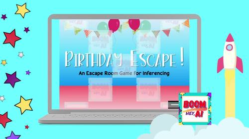 Birthday BOOM CARDS Speech Therapy inferencing escape room riddles read ...