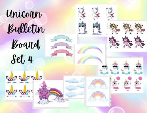Unicorn Bulletin Board Set 4! by The Magic Apple | TPT
