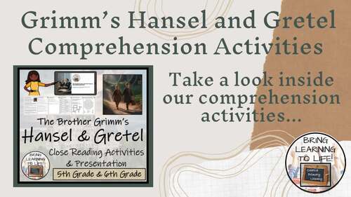 Brothers Grimm's Hansel and Gretel Reading Comprehension | 5th Grade ...