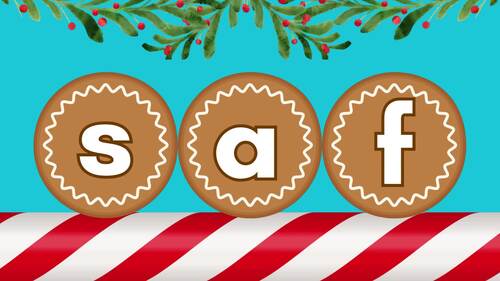 Kindergarten Christmas Digital Nonsense CVC Words Flashcards | Blending