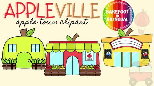 Apple Town Clipart - Apple Clipart by Barefoot and Bilingual Clipart ...