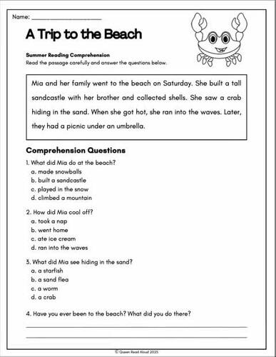 Summer Reading Comprehension Passages | 2nd Grade | NO PREP by Queen ...