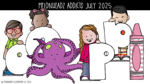 Melonheadz Addicts July 2025 clip art, Alphabet Mini by Melonheadz Clipart