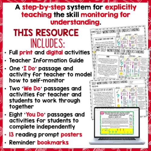 Self Monitoring for Understanding | Reading Passages and Activities