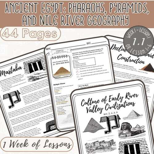 Ancient Egypt 1 Week Lesson Pack: Pharaohs, Pyramids, and Nile River ...