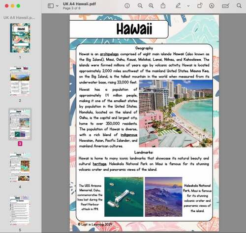 Hawaii || US States || Information Text Close Reading Comprehension