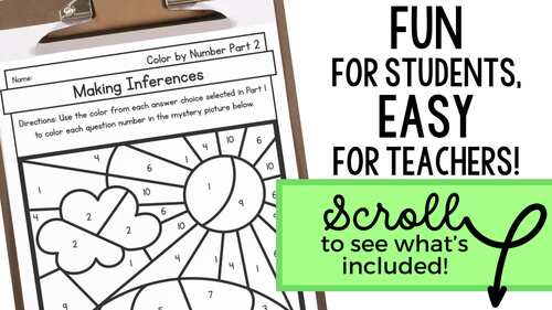 Making Inferences 3rd Grade Worksheets + Digital Task Cards + Google Slides