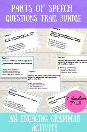 Parts of Speech Question Trail Bundle- Engaging Grammar Activities