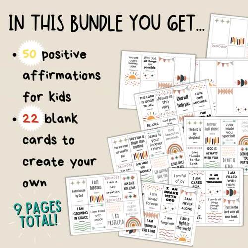Printable Christian Affirmation Cards for Kids | 50+ Bible Verse Cards ...